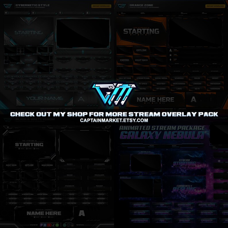 Futuristic Animated Stream Overlay Label Bar for Twitch,youtube ...