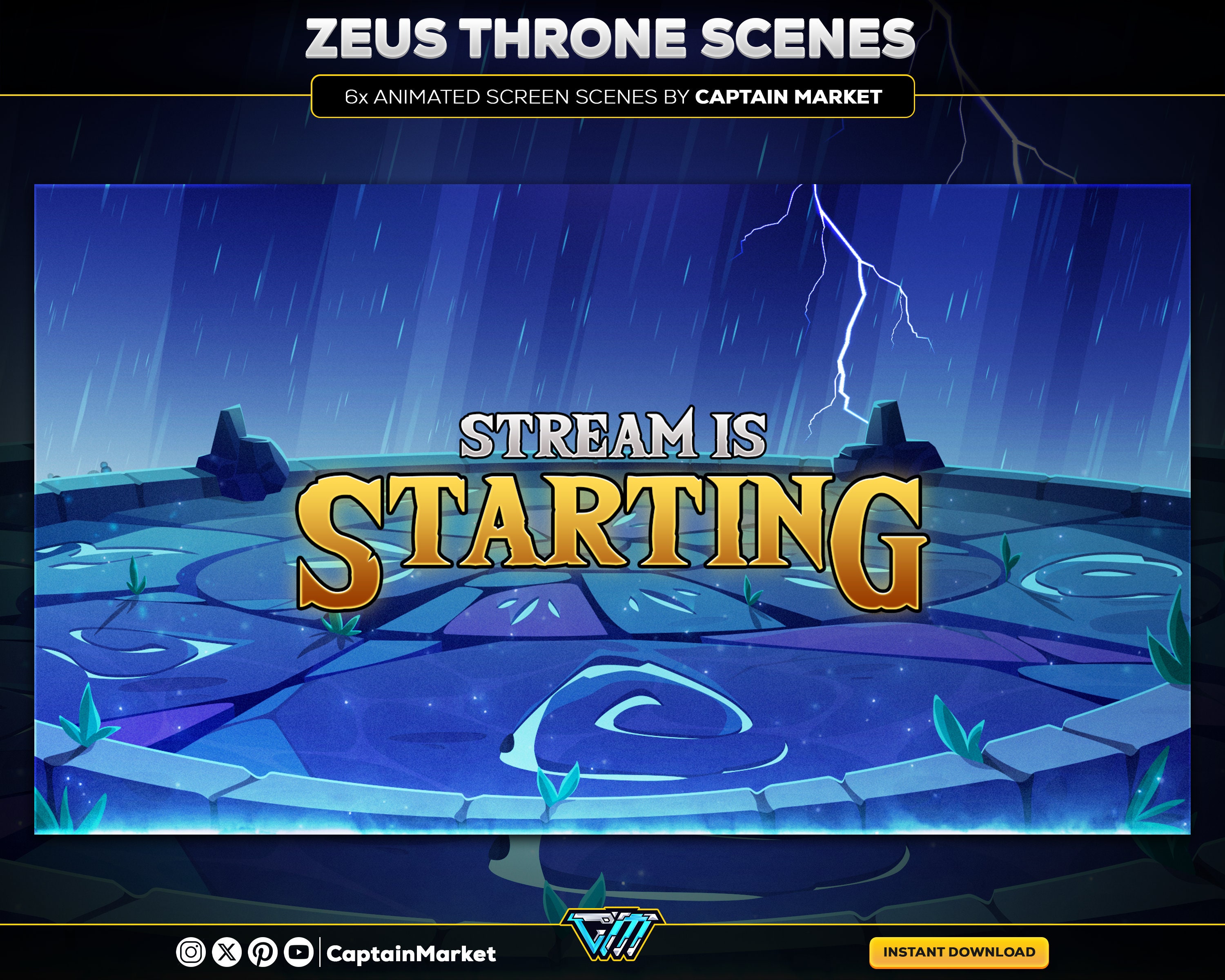 6x Blue Animated Screens Scene Package Zeus Throne Clean Animated ...