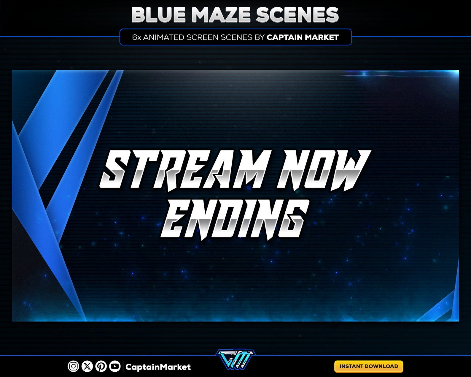 6x Blue Animated Screens Scene Package Blue Maze Clean Animated Stream ...