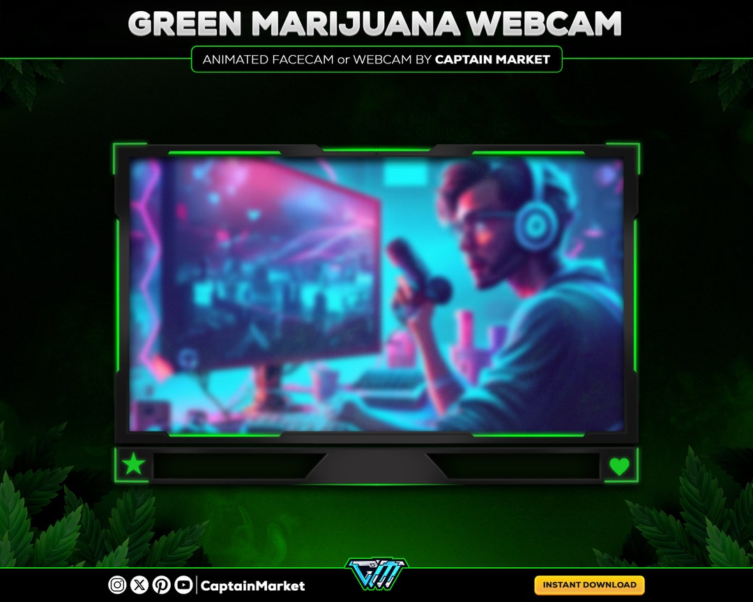 2x Green Marijuana Animated Stream Webcam Overlay for Twitch,kick ...