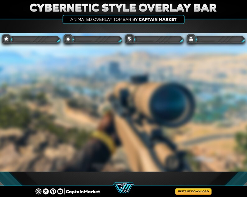 Futuristic Animated Stream Overlay Label Bar for Twitch,youtube ...