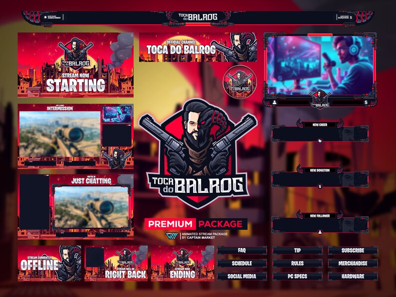 Custom Animated Twitch Overlay Package for Your Twitch/kick/youtube or ...