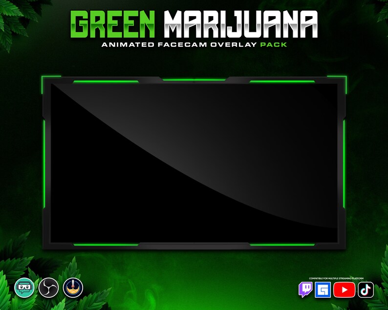 2x Green Marijuana Animated Stream Webcam Overlay for Twitch,kick ...