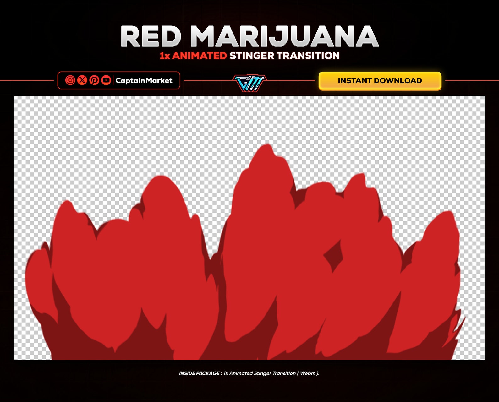 1x Red Marijuana Animated Stream Stinger Transition for Twitch,kick ...