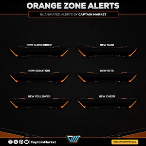 6x Orange Zone Animated Stream Alerts Overlay Pack for Twitch,kick ...