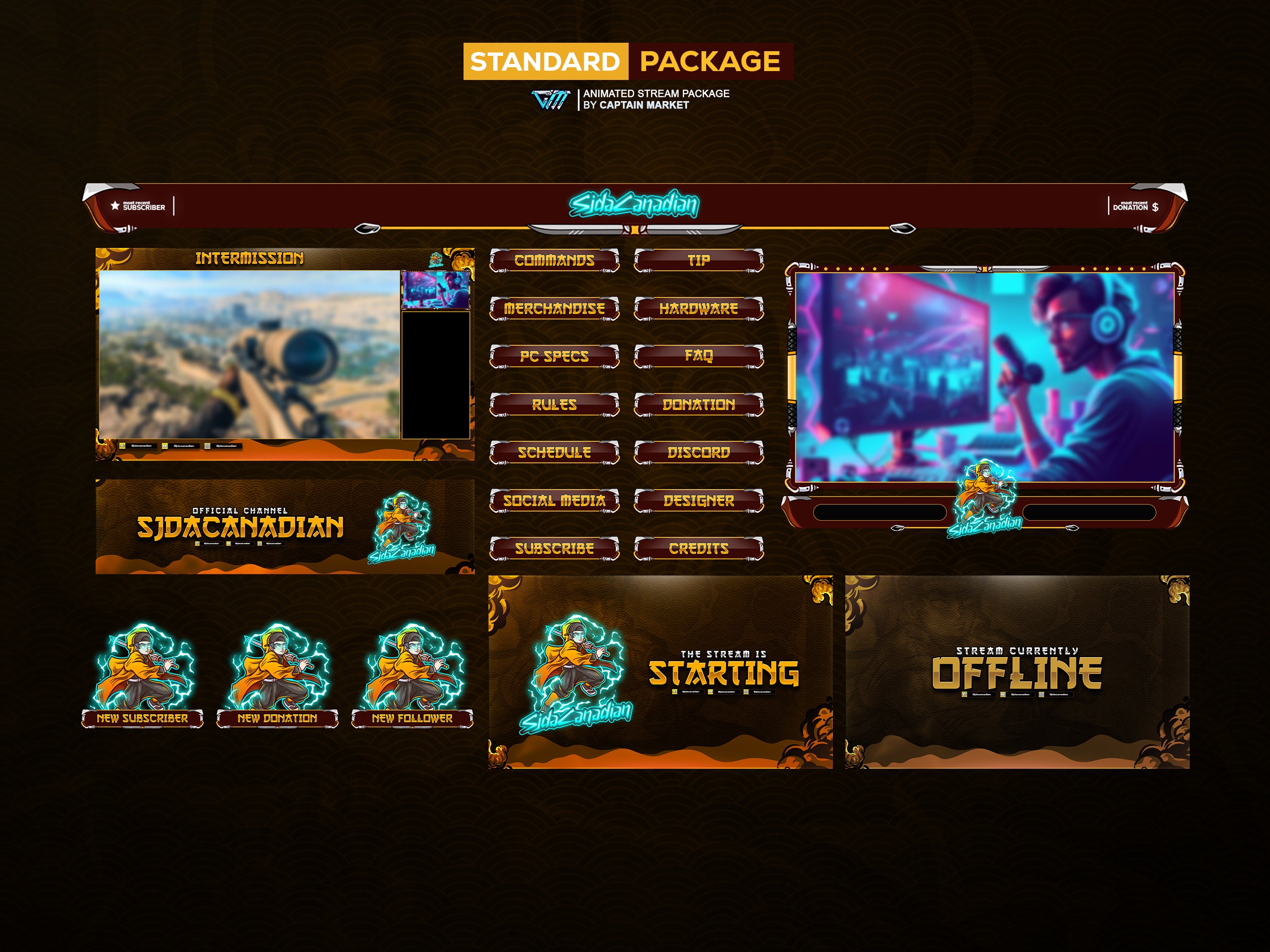Custom Animated Twitch Overlay Package for Your Twitch/kick/youtube or ...
