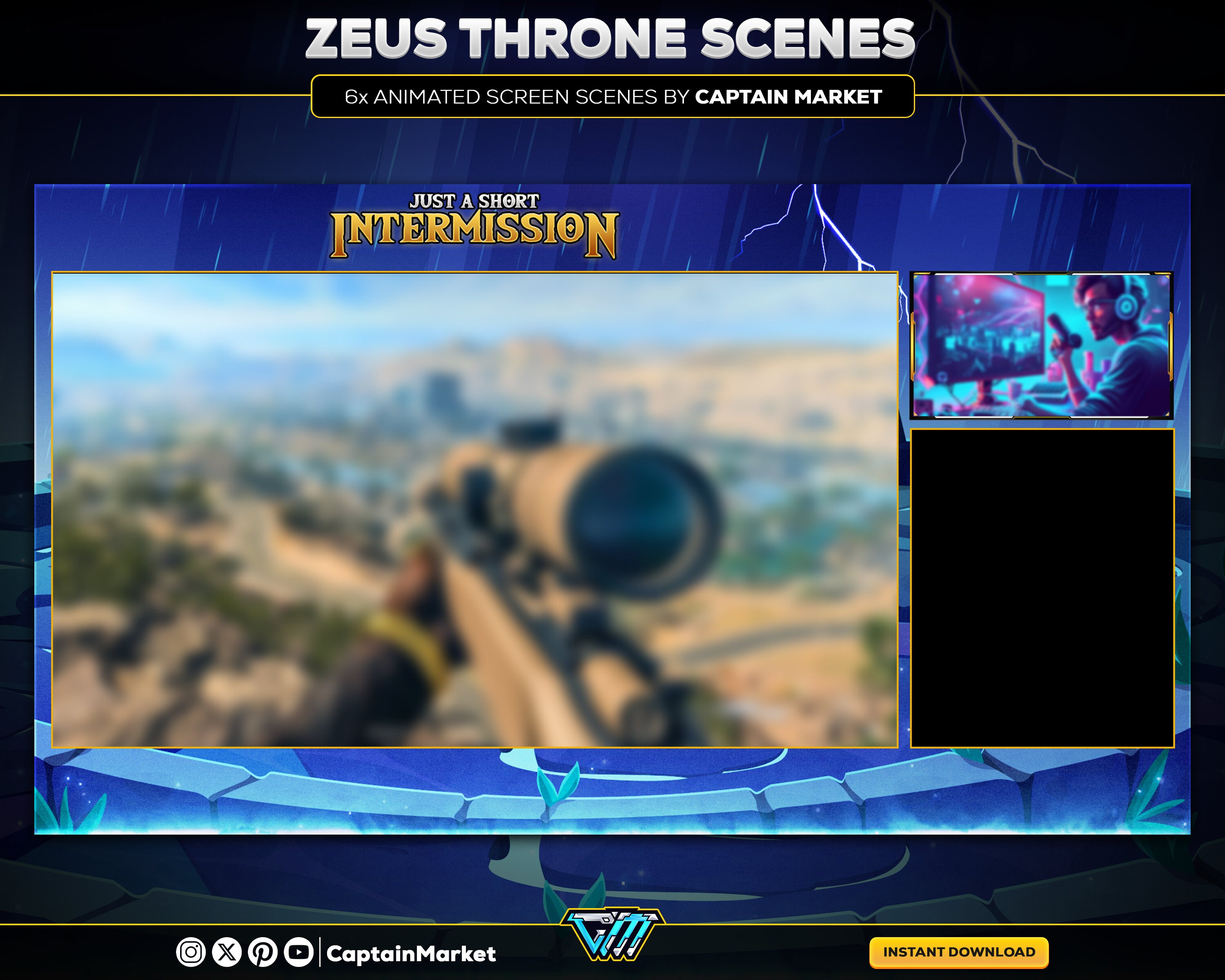 6x Blue Animated Screens Scene Package Zeus Throne Clean Animated ...