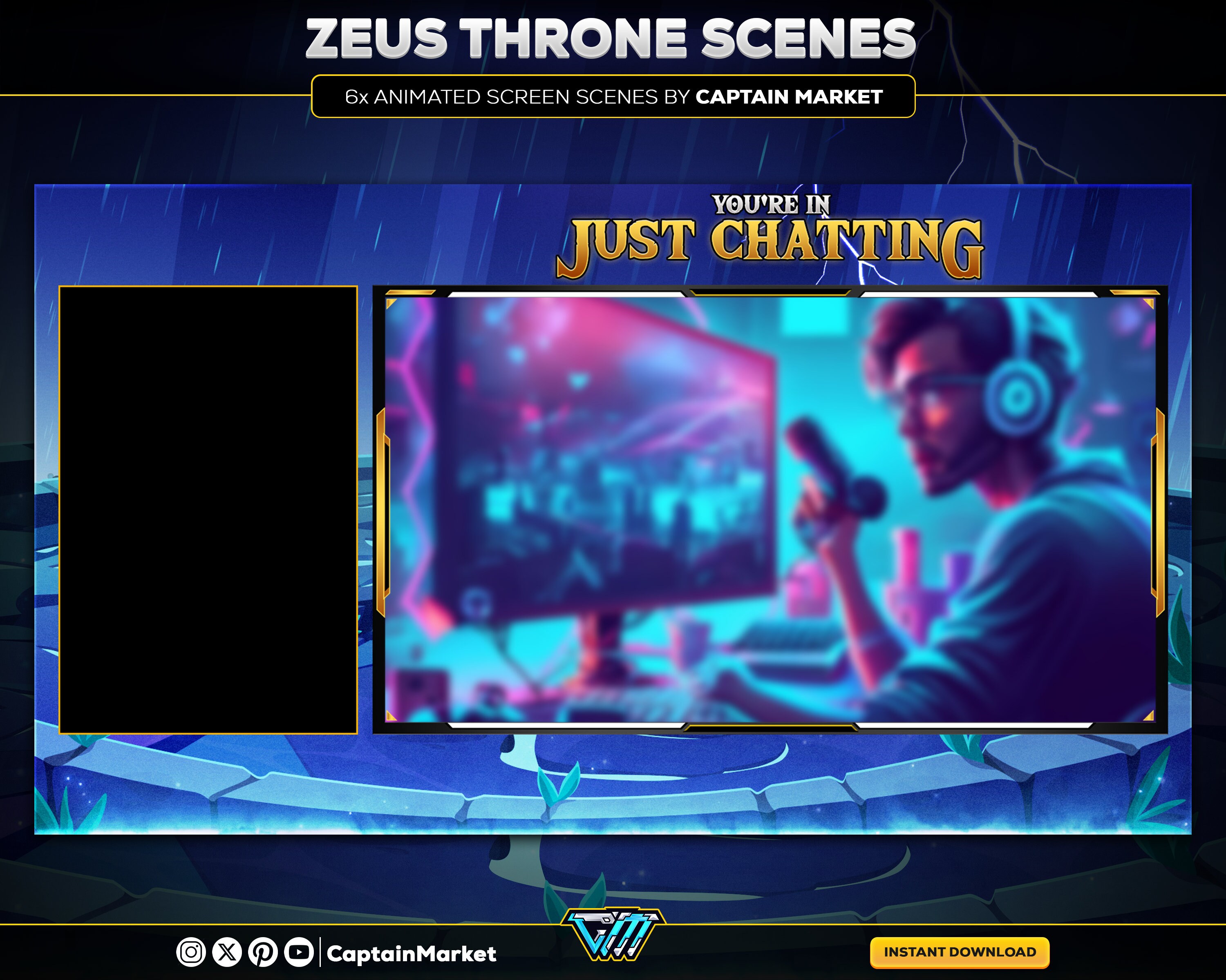 6x Blue Animated Screens Scene Package Zeus Throne Clean Animated ...