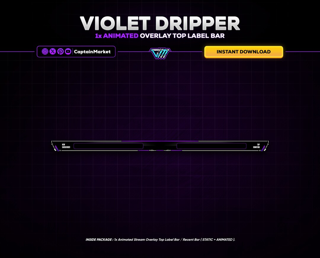 1x Violet Animated Stream Overlay Label Bar for Twitch,youtube,kick ...