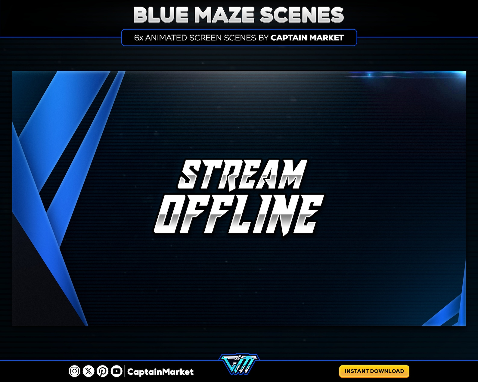 6x Blue Animated Screens Scene Package Blue Maze Clean Animated Stream ...
