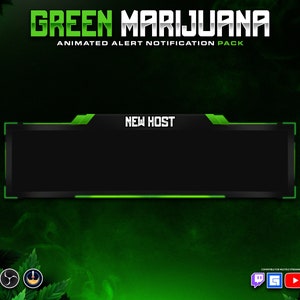 6x Green Marijuana Animated Stream Alerts Overlay Pack for Twitch,kick ...