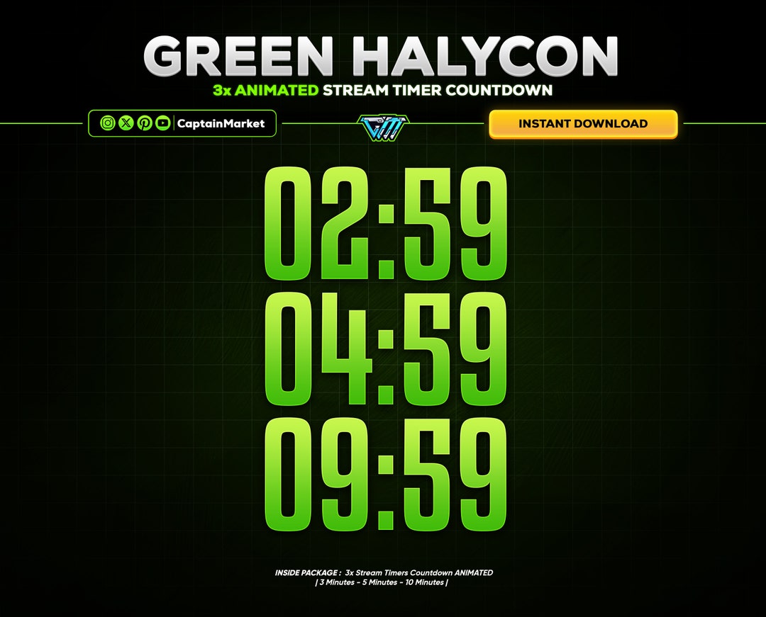 Green Animated Stream Timer Countdown, Cyberpunk Design (digital ...