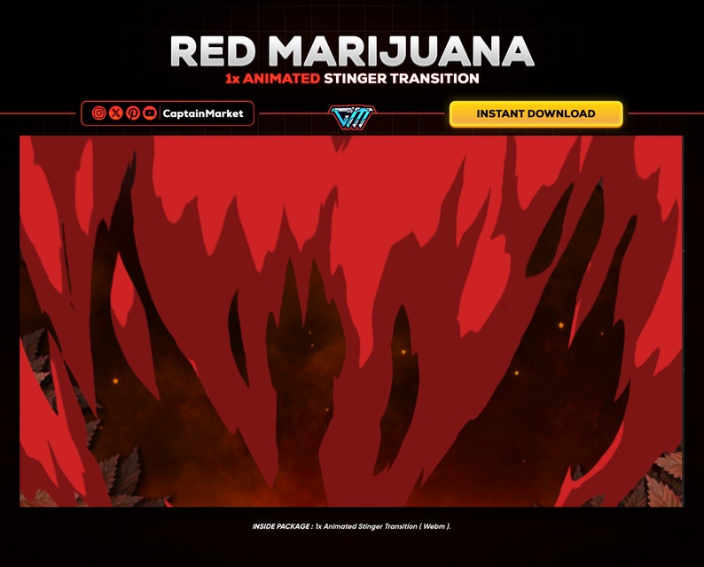 1x Red Marijuana Animated Stream Stinger Transition for Twitch,kick ...