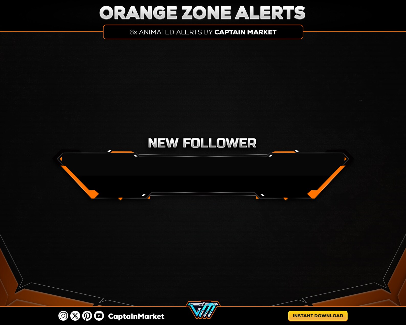 6x Orange Zone Animated Stream Alerts Overlay Pack for Twitch,kick ...
