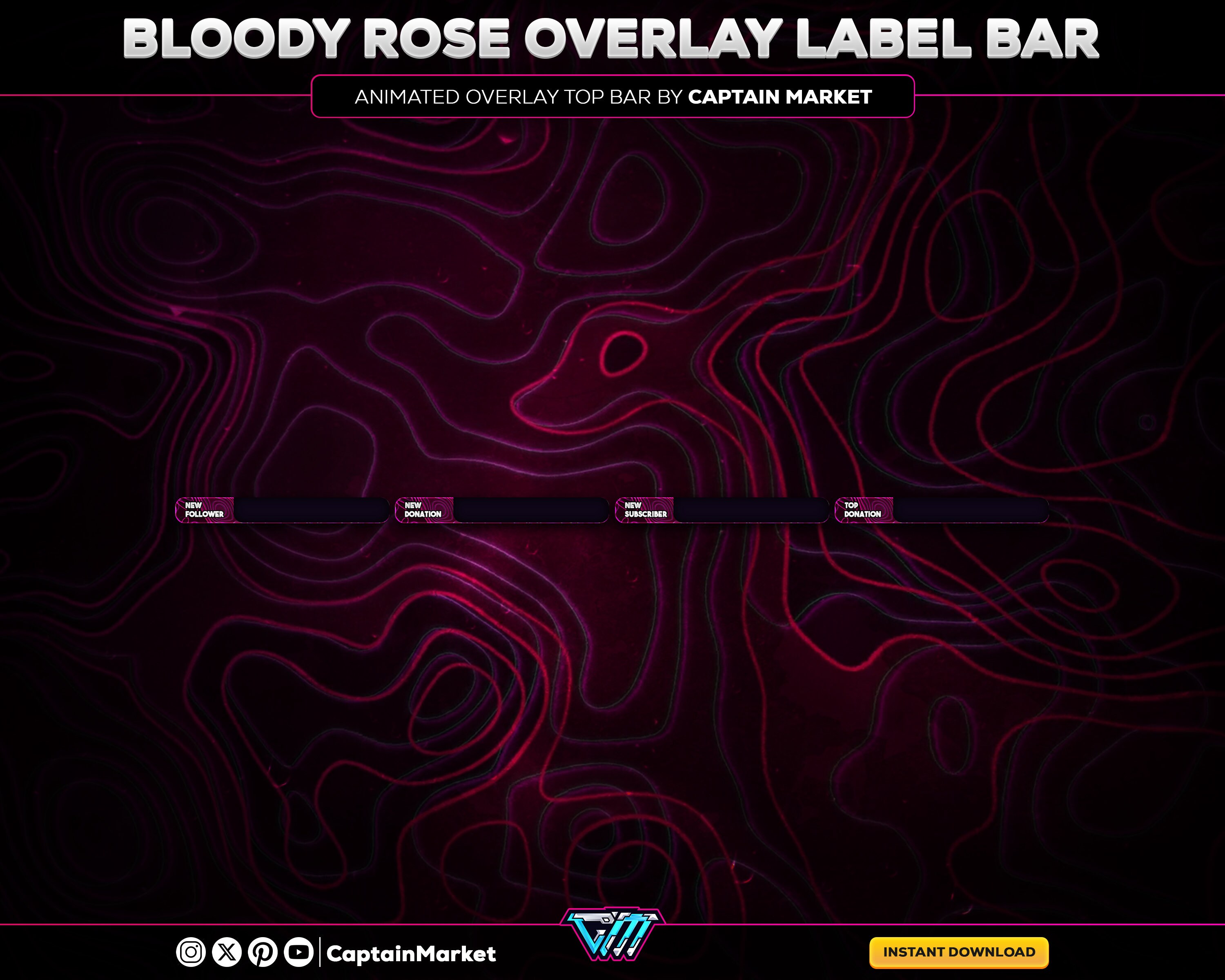 4x Topography Animated Stream Overlay Label Bar for Twitch,youtube,kick ...
