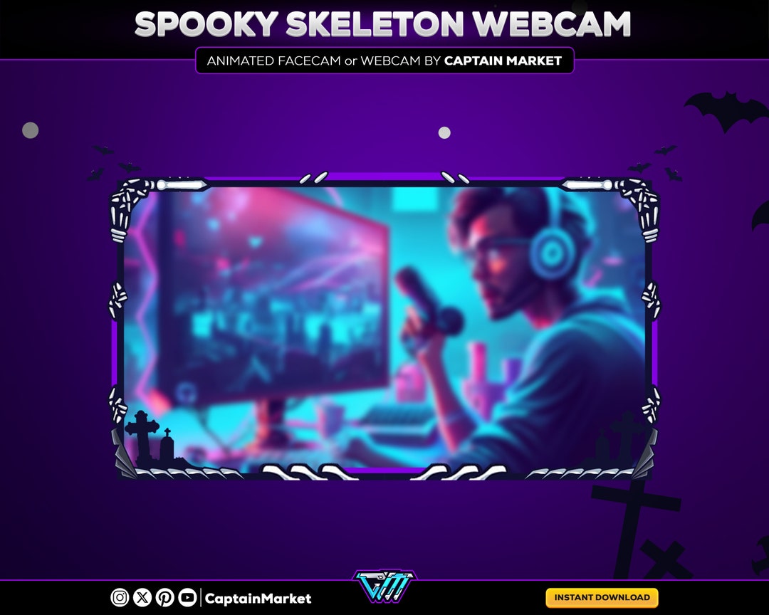 2x Spooky Skeleton Animated Stream Webcam Overlay for Twitch,kick ...