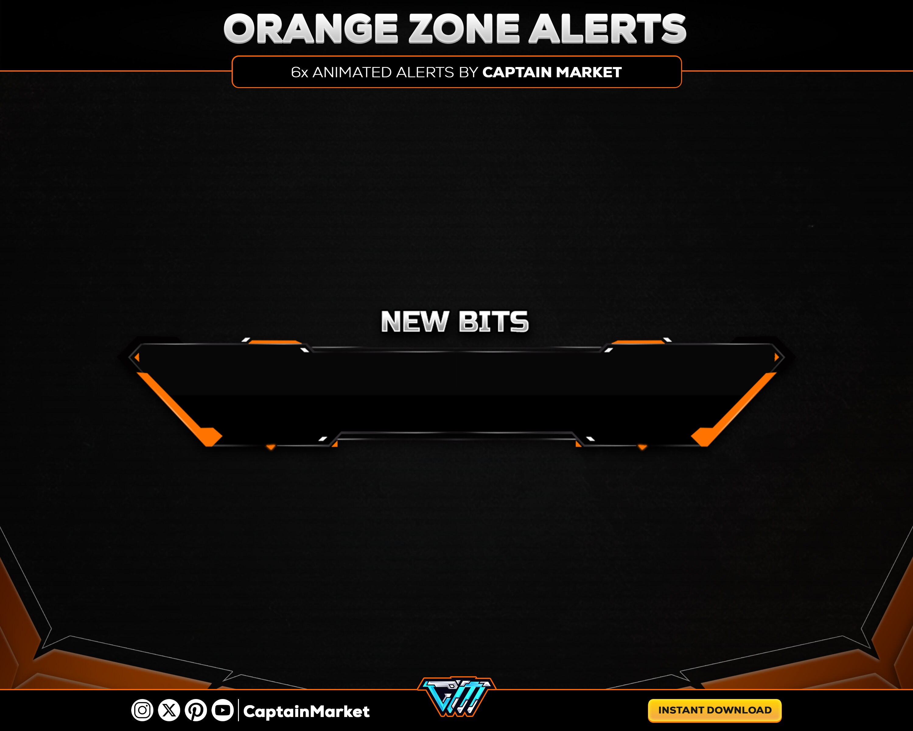 6x Orange Zone Animated Stream Alerts Overlay Pack for Twitch,kick ...