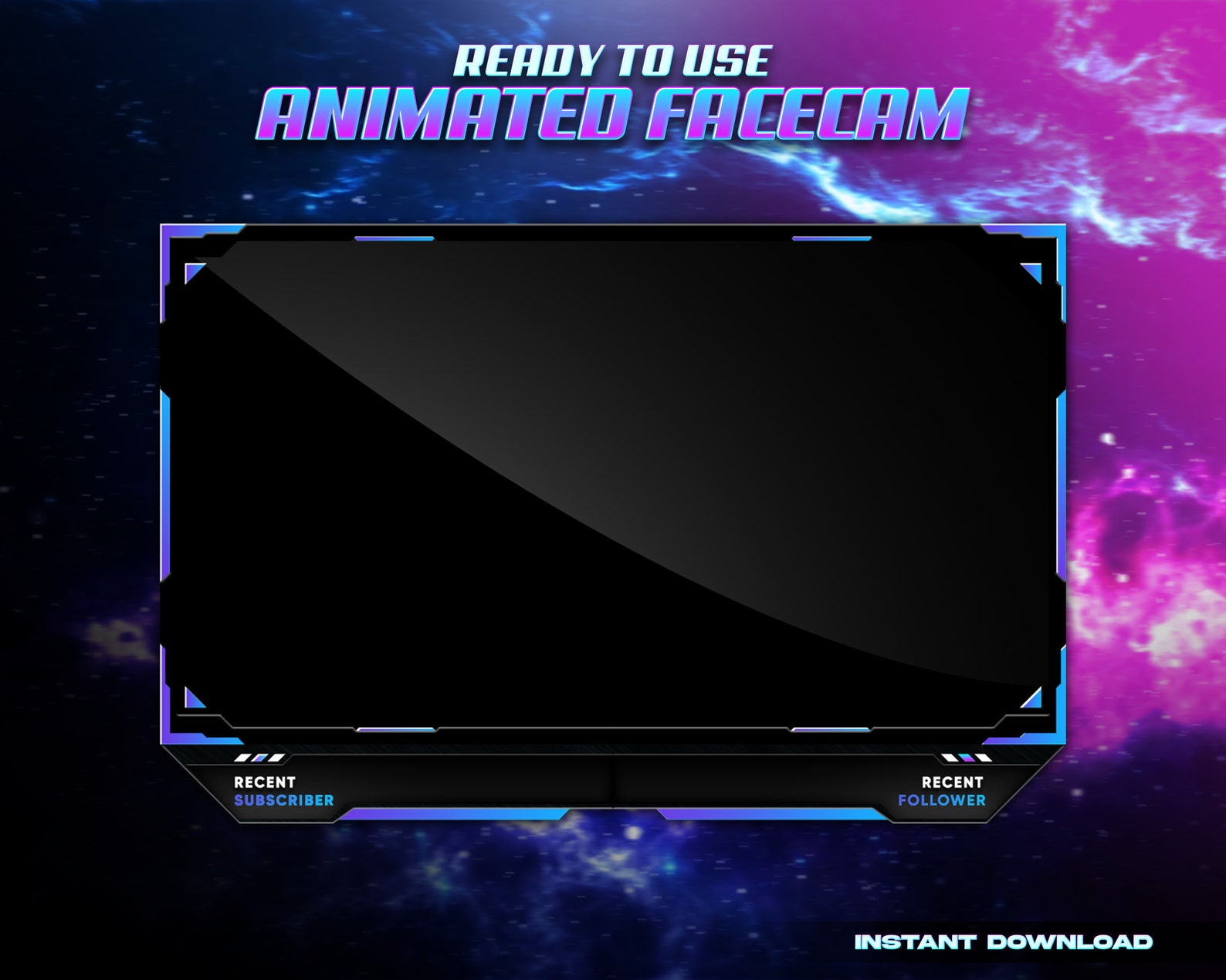 Galaxy Animated Stream Overlay Pack Nebulatwitch Overlay Package Blue ...