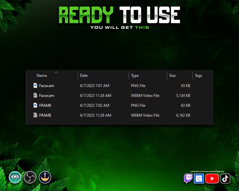 2x Green Marijuana Animated Stream Webcam Overlay for Twitch,kick ...