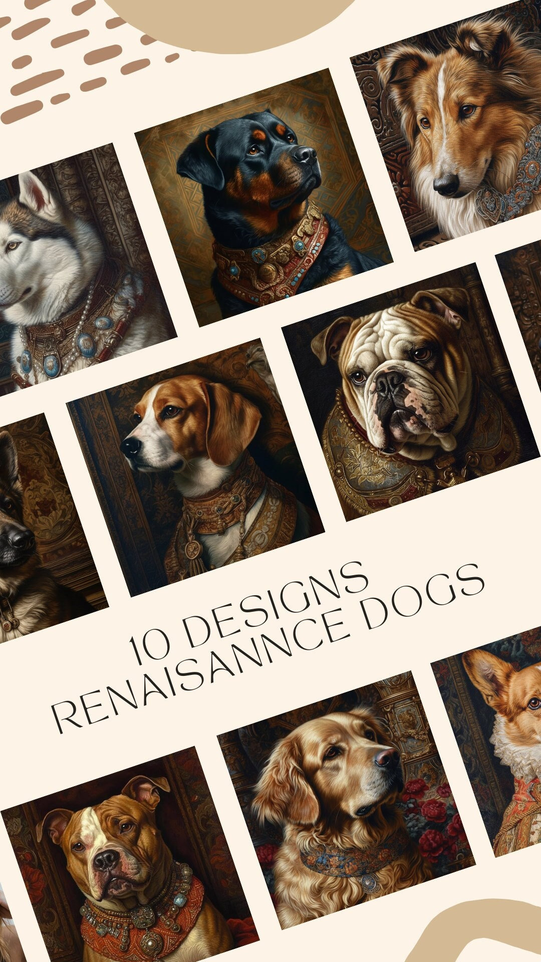 10 Pack Renaissance Dog Digital Downloads, High Quality Pet Art, Dog ...