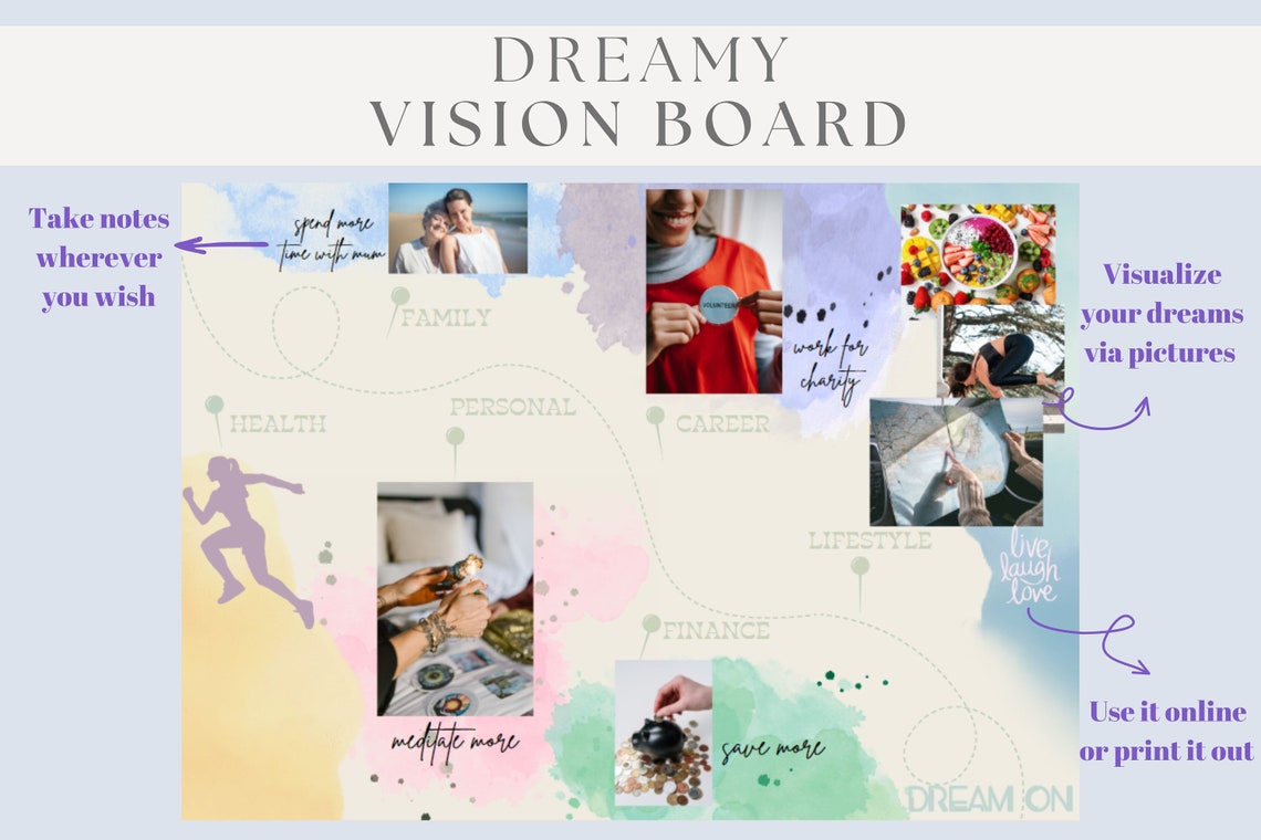 Vision Board, Digital Vision Board, Printable Vision Board ...