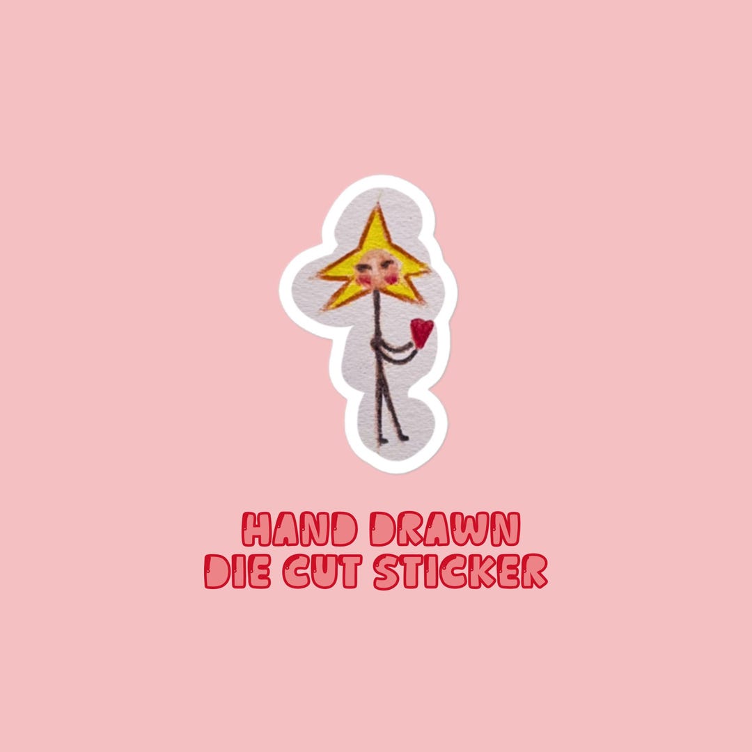Hand-drawn Cute Star Sticker – Cute Whimsical Love Illustration,die Cut ...