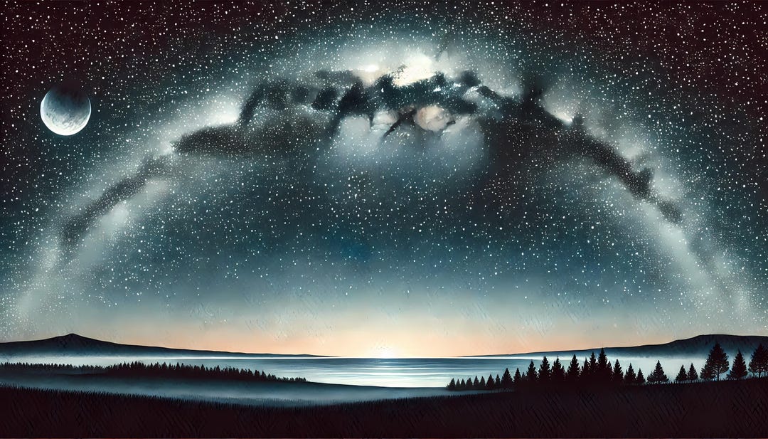 Cosmic Nightscape PNG JPG Files, Starry Night Sky, Milky Way, Swirling ...