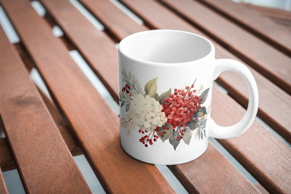 Scarlet Snow Cascade Clipart Pack, Hydrangea Cranberry Clipart, Winter ...