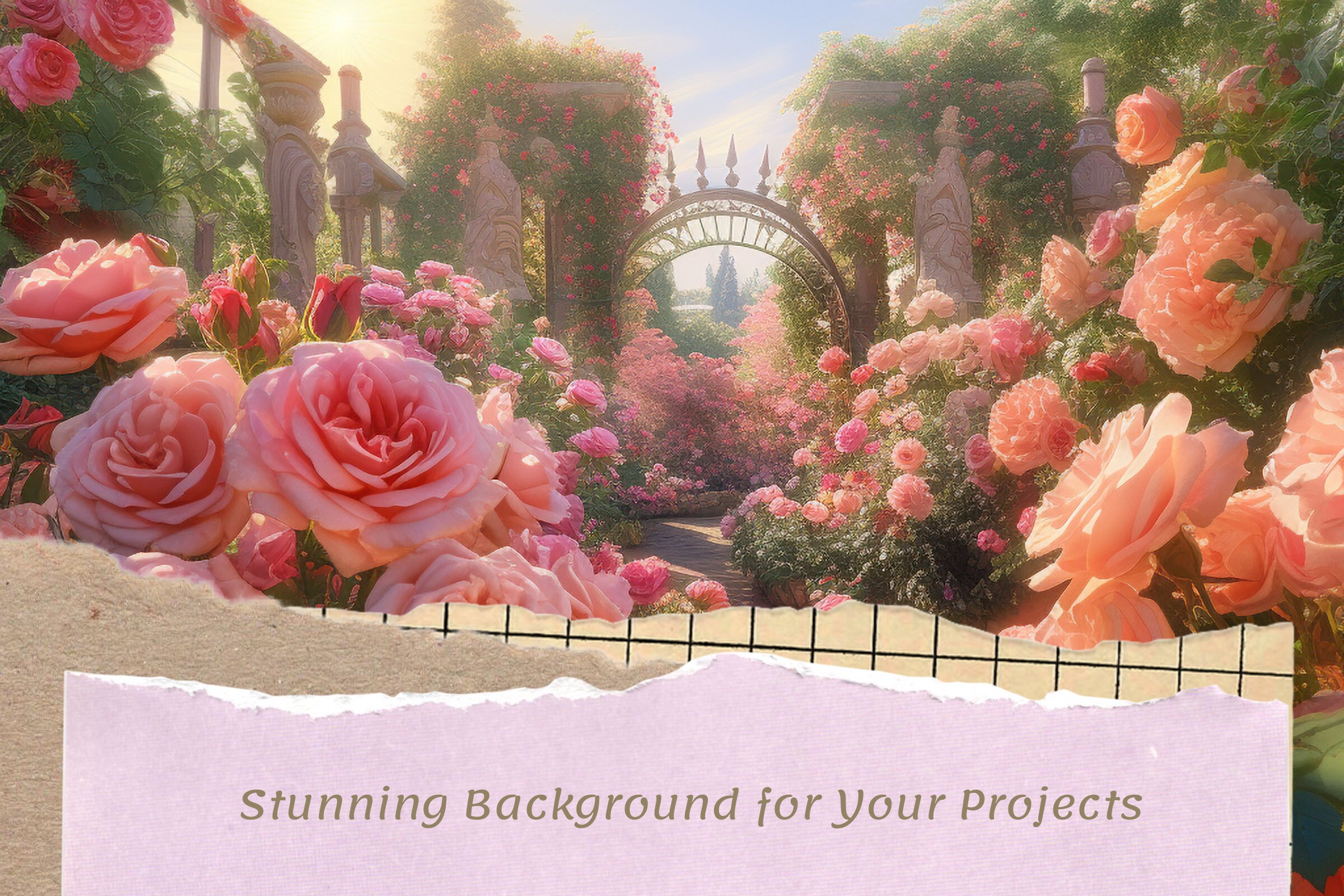 Romantic Rose Garden Digital Backdrop Images, Romantic Rose Garden ...