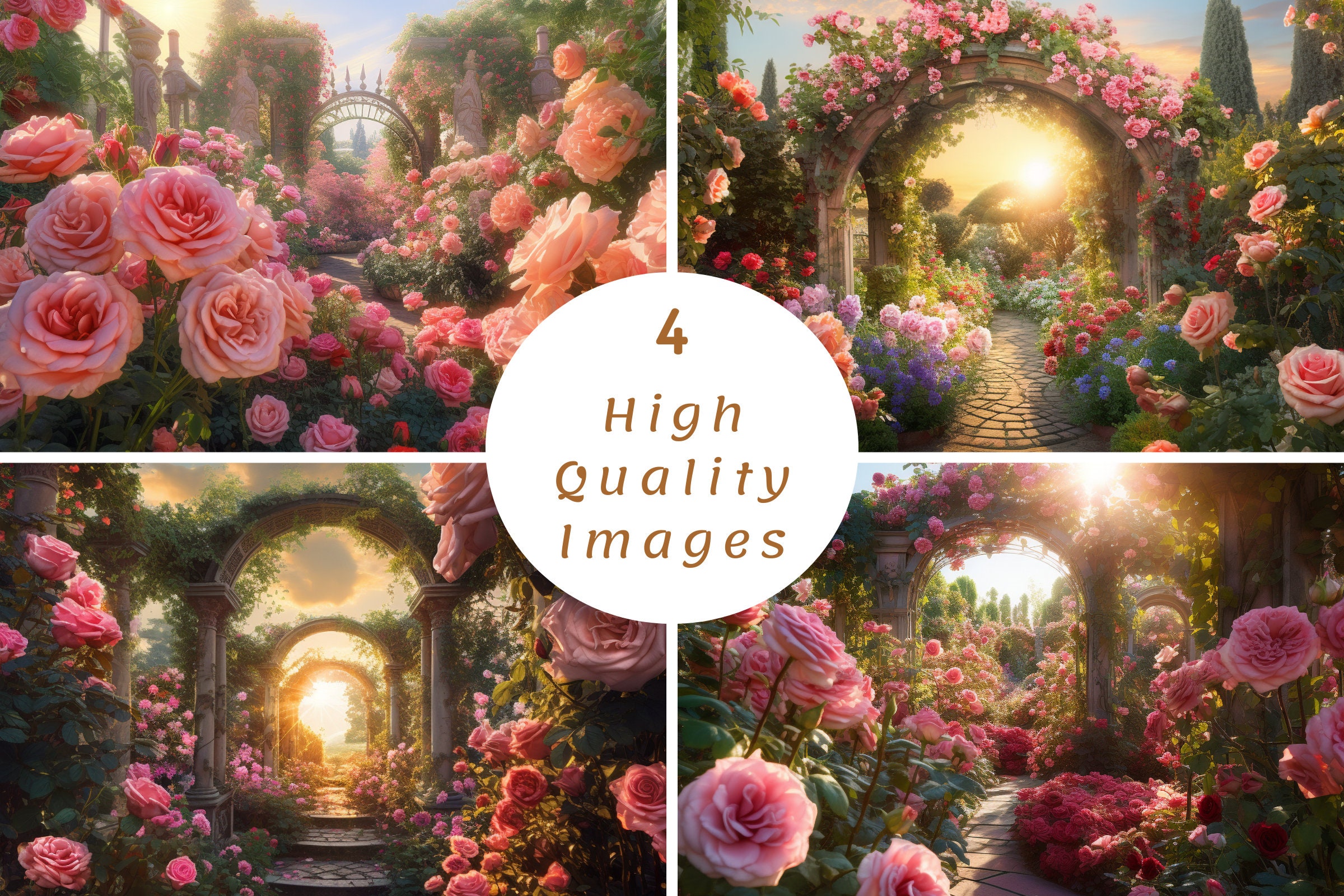 Romantic Rose Garden Digital Backdrop Images, Romantic Rose Garden ...