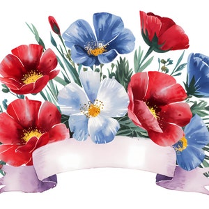 Freedom Florals Clipart Bundle, 4th of July Bouquet, Independence Day ...