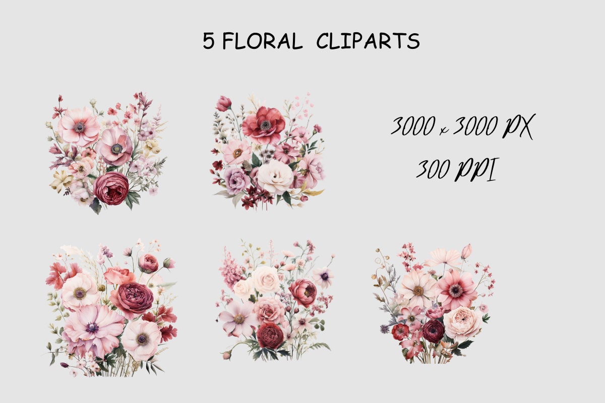 Floral Bouquet Clipart, Flower Png Files, Transparent Flowers Png ...
