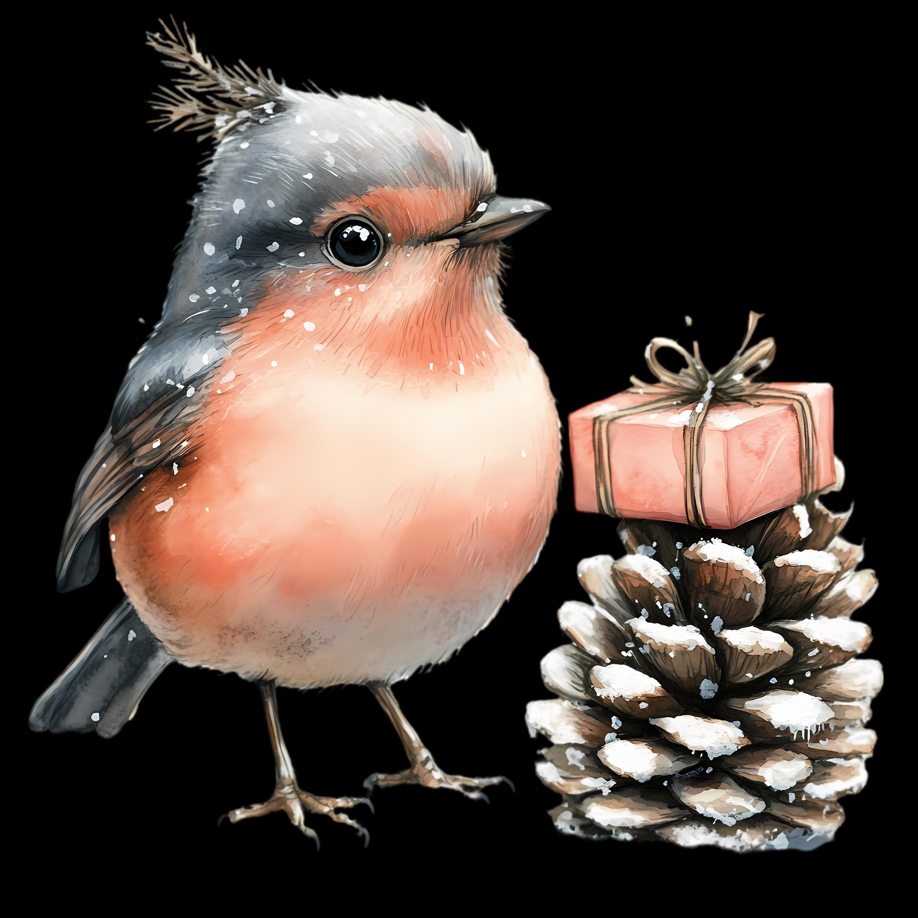 Festive Robin & Pinecone Clipart Pack | Christmas Digital Download PNG ...