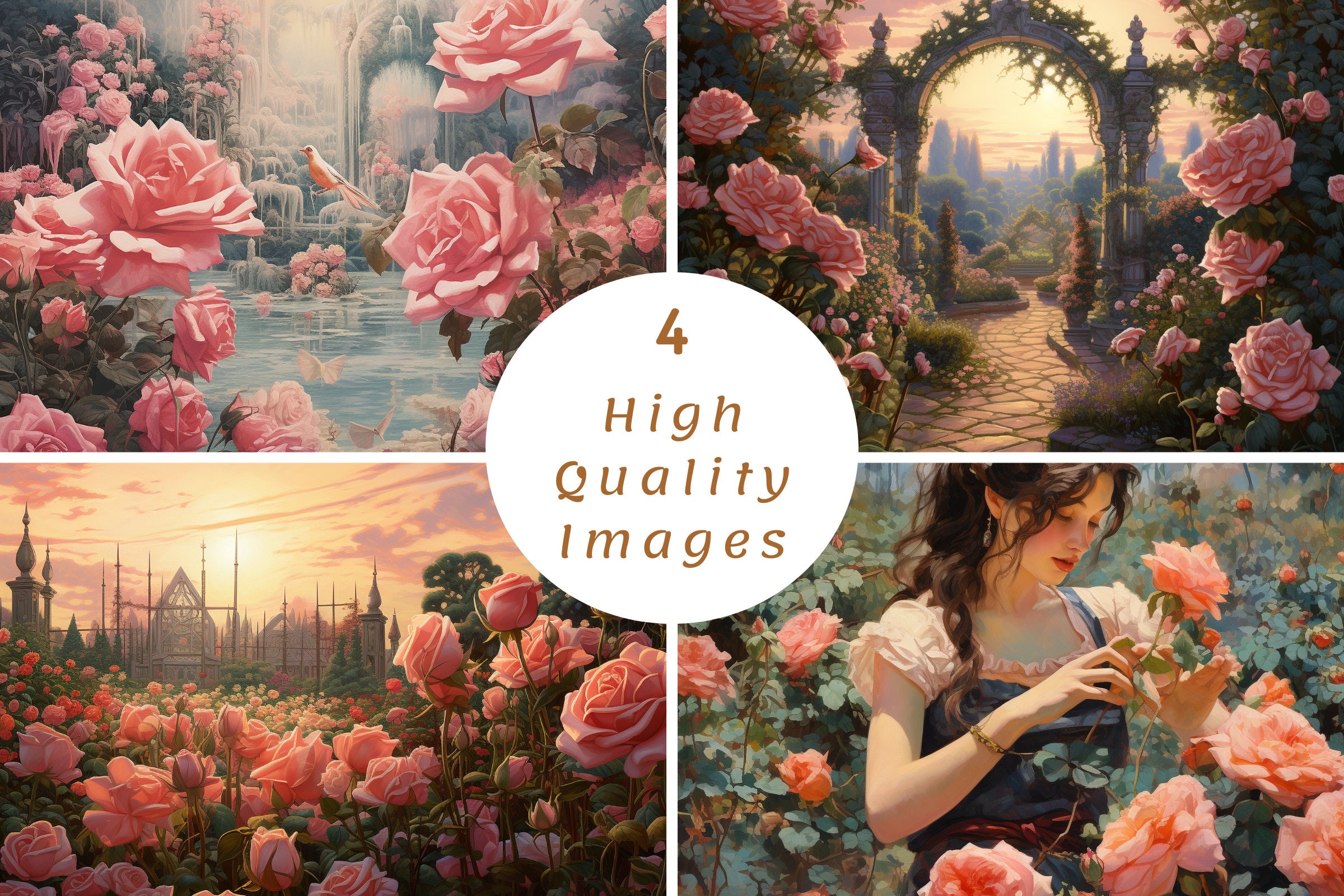 Romantic Rose Garden Digital Backdrop Images, Romantic Rose Garden ...