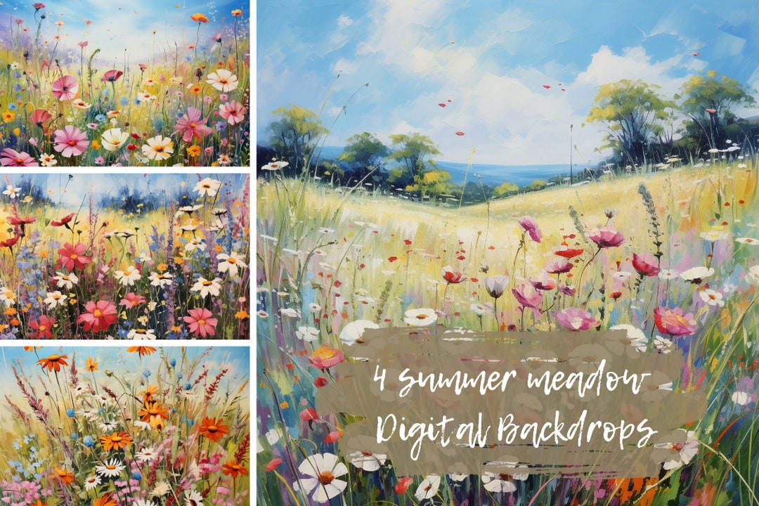 Summer Meadow Digital Backdrop Images, Wild Floral Meadow Images ...