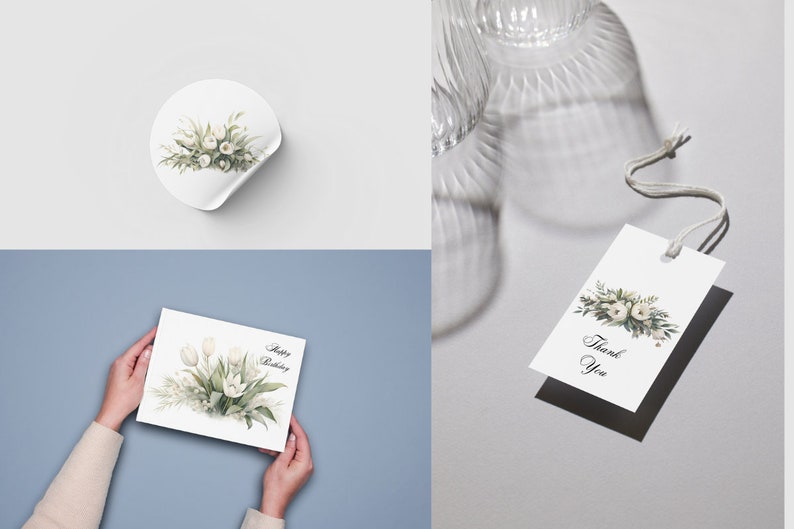 Hushed Ivory Breeze Flower Clipart, White Tulips Floral Clipart, Commercial Use, Flower Png ...