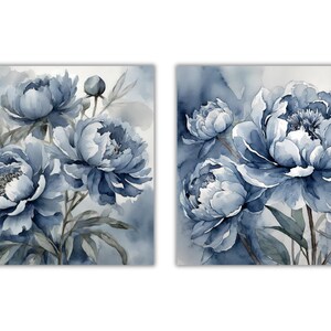 Dusty Blue Peony Floral Background, Digital Paper 300 DPI, 16 High ...