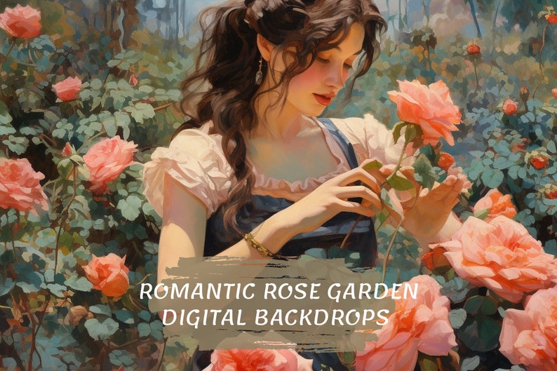 Romantic Rose Garden Digital Backdrop Images, Romantic Rose Garden ...