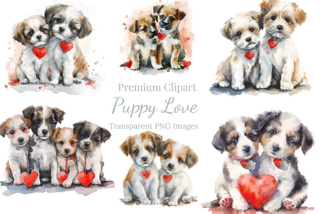 Puppy Love, Valentine's Day Clipart, Love Clipart, Digital Transparent ...
