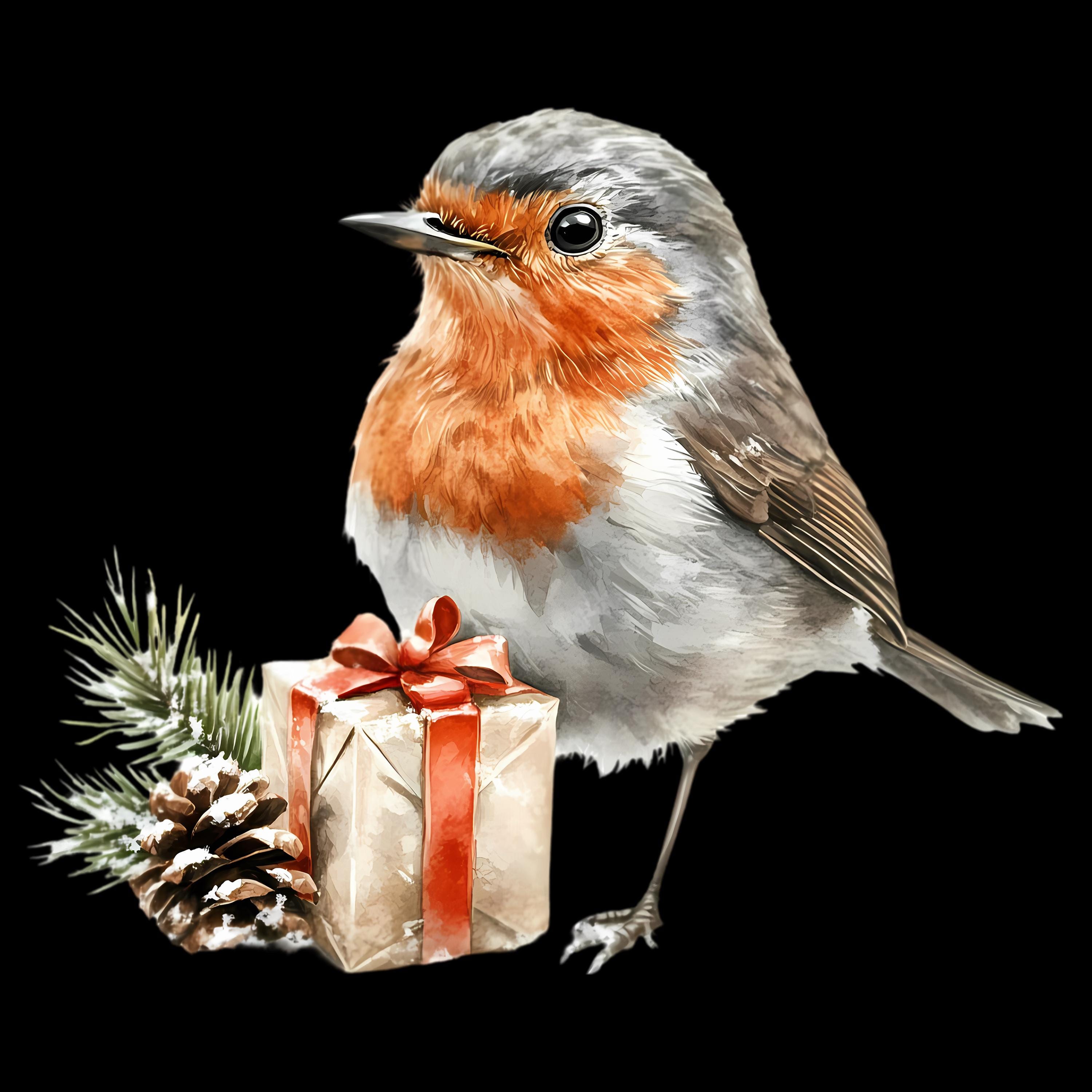 Festive Robin & Pinecone Clipart Pack | Christmas Digital Download PNG ...