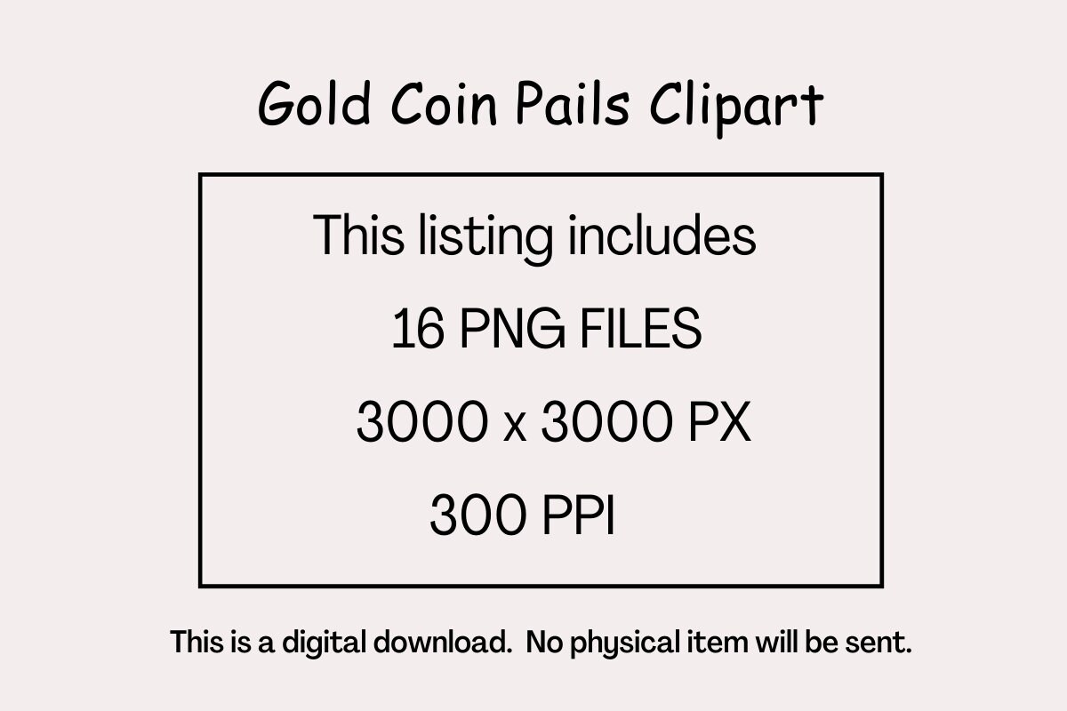 Gold Coin Pails Clipart Pack, Gold Coin Graphics Clipart, Commercial ...