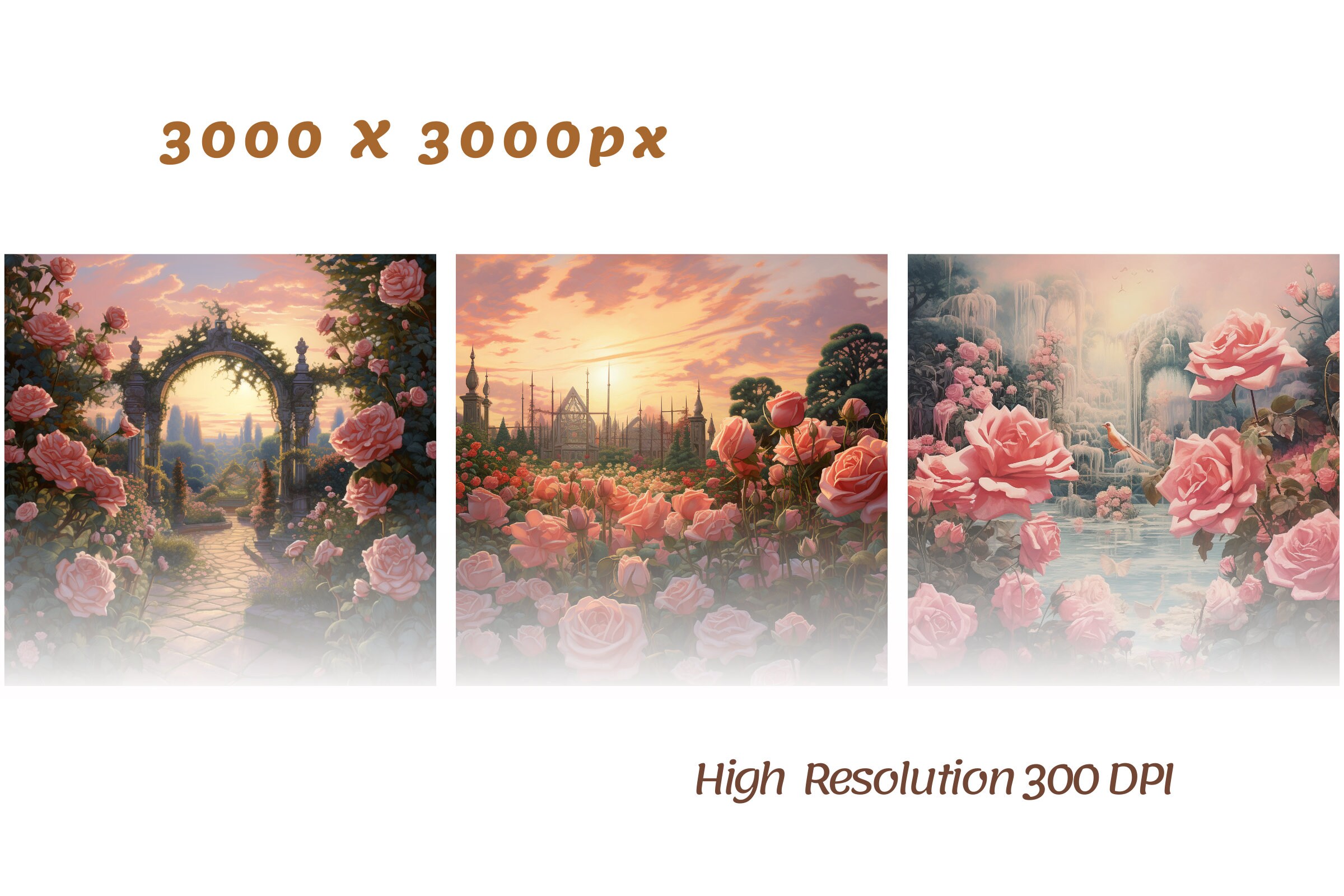 Romantic Rose Garden Digital Backdrop Images, Romantic Rose Garden ...