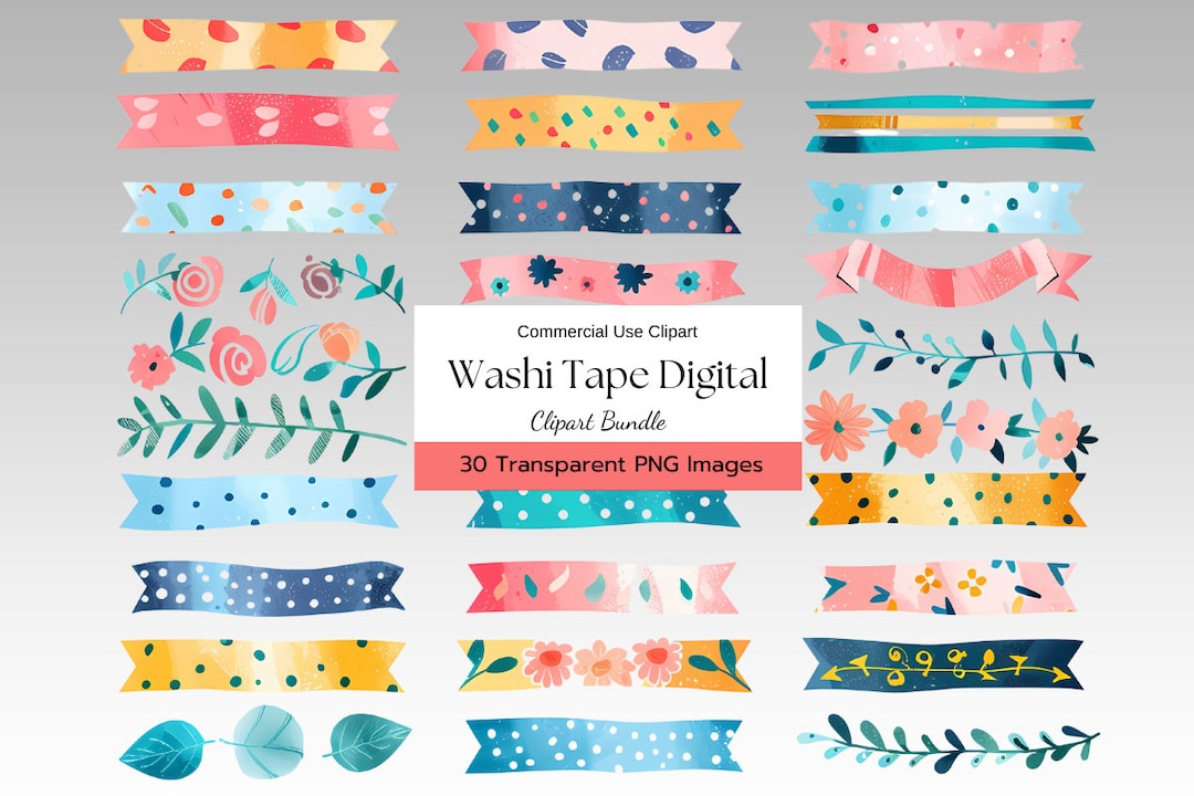 Washi Tape Clipart for Scrapbook, Washi Tape Flowers, Transparent ...