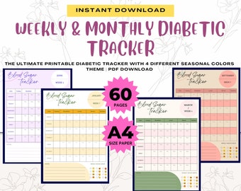 Blood Sugar Tracker Diabetes Journal Printable Blood Sugar Log Book ...