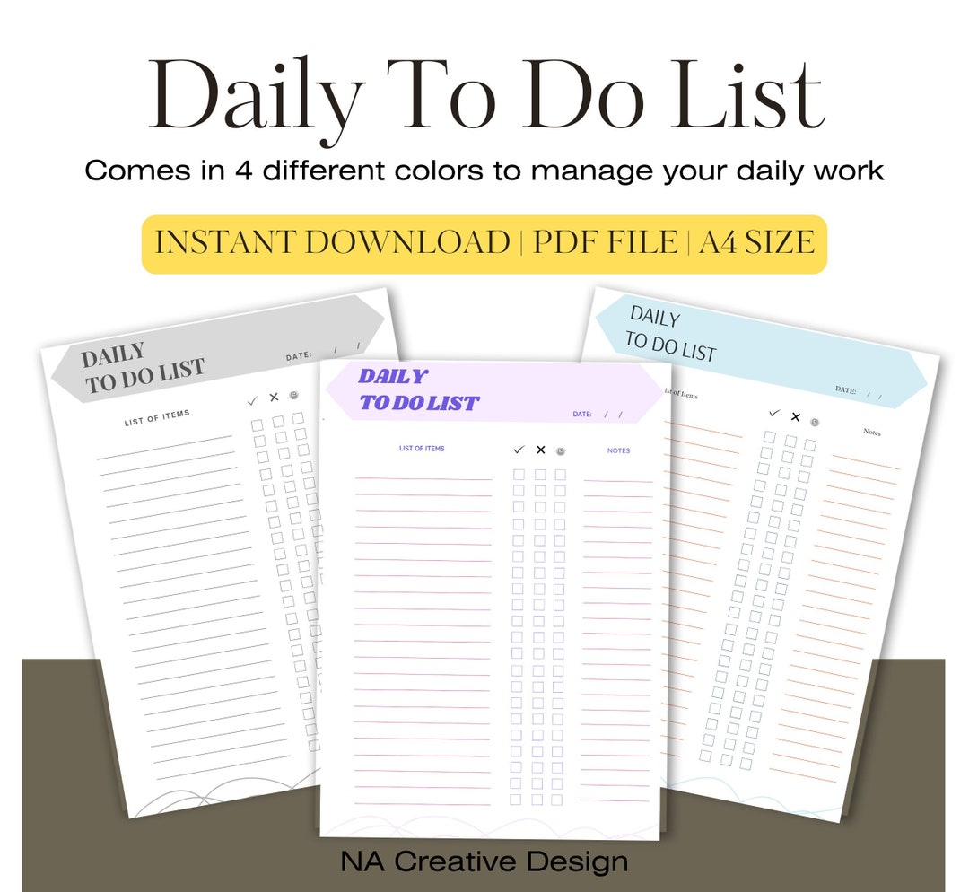 Daily to Do List Planner | to Do List Journal | Daily Checklist | Task ...