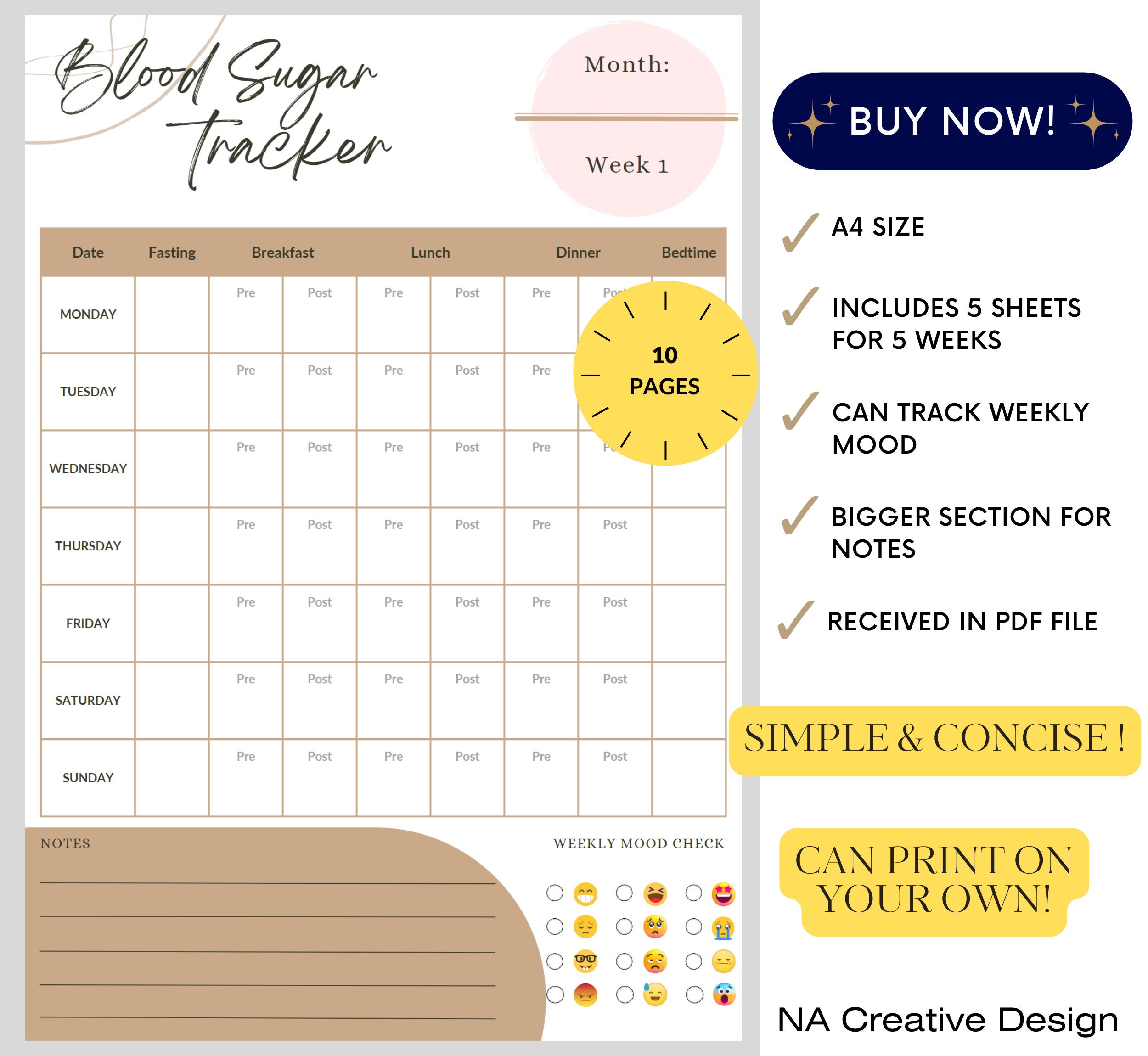 Blood Sugar Tracker | Diabetes Journal | Printable Blood Sugar Log Book ...