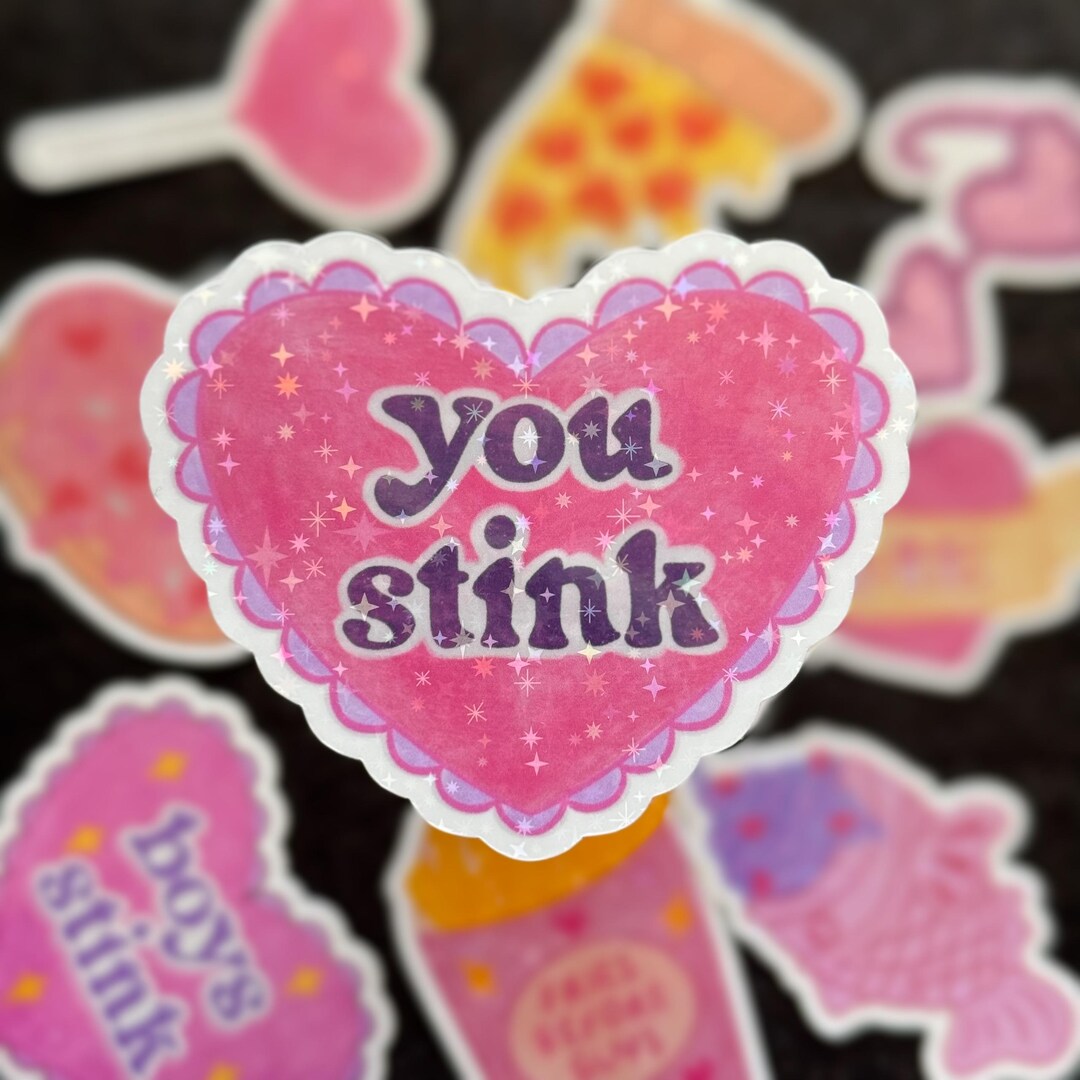 You Stink Valentine's Heart Sticker • Starry Holographic - Etsy