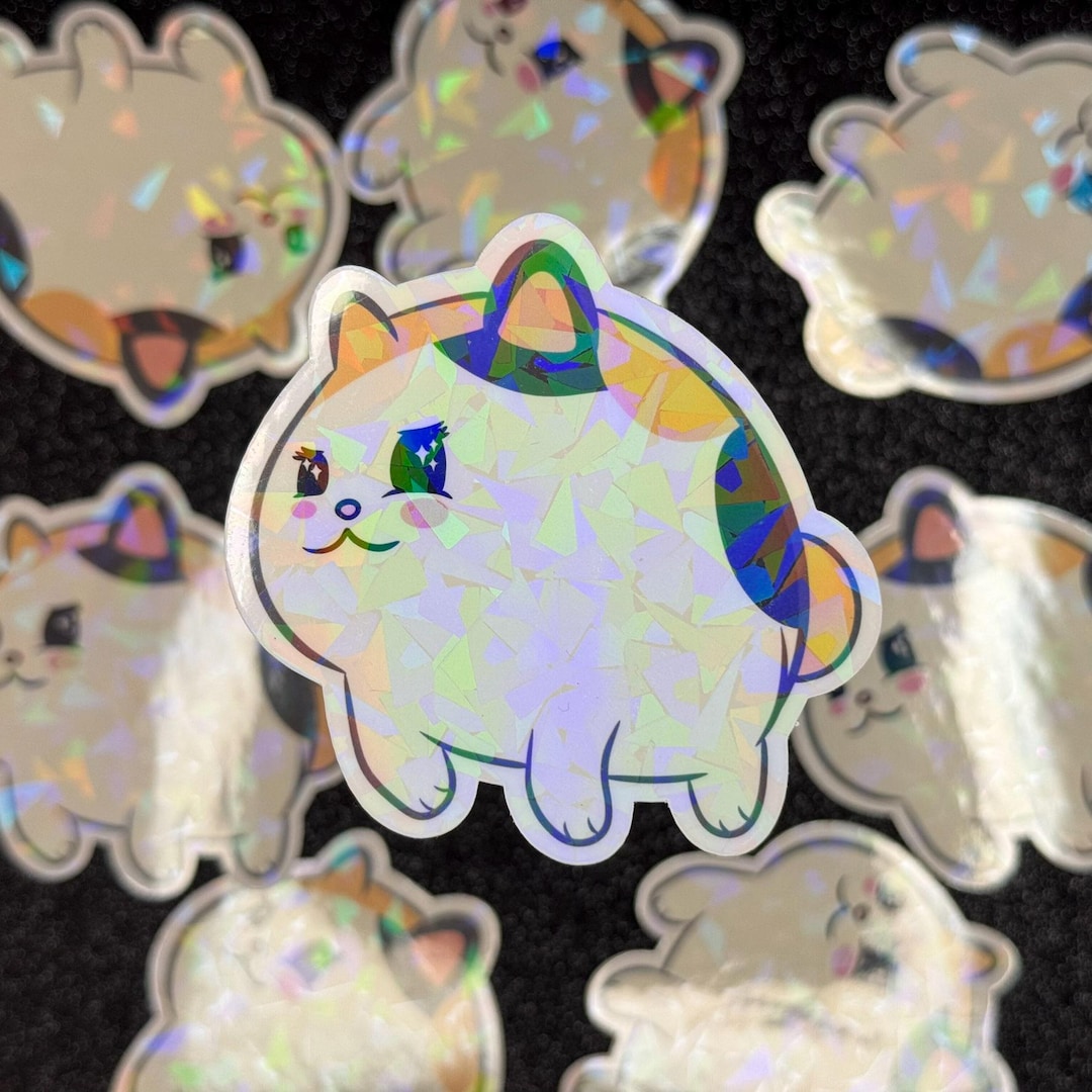 Fat Cat Minion Holographic Crystal Sticker • FFXIV FF14 Final Fantasy ...