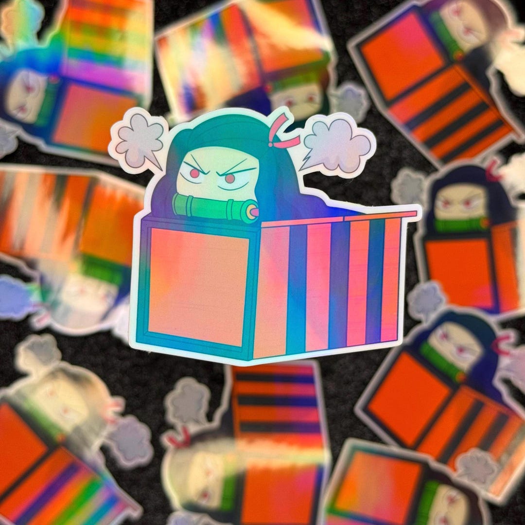 Angy Nezuko DS Holographic Sticker • Demon Girl Kamado Anime - Etsy
