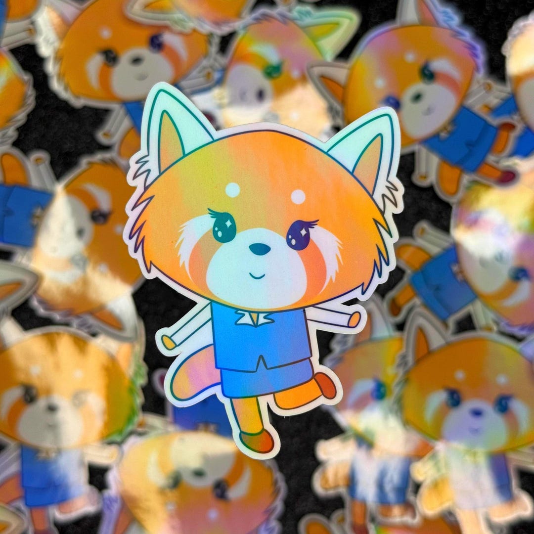 Retsy Happy Work Holographic Sticker • Retsuko Chibi Anime - Etsy